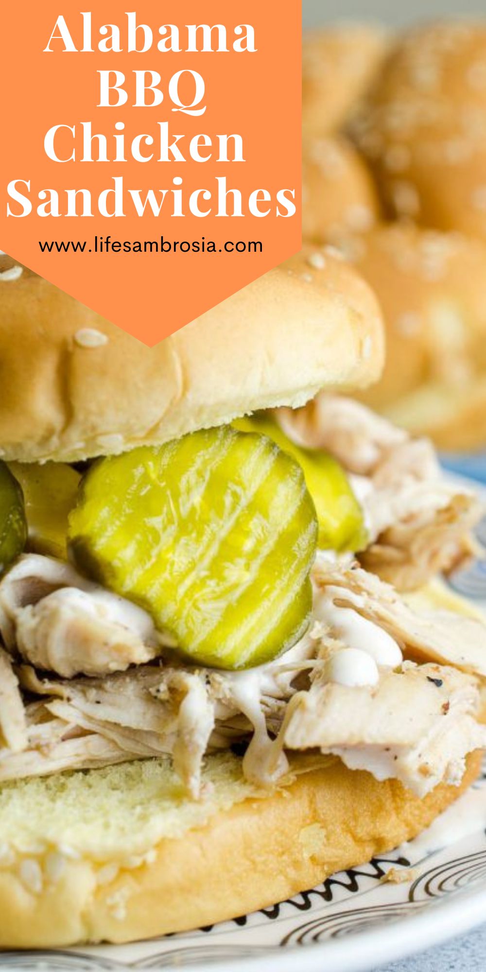 Pulled Chicken Sandwich with Alabama BBQ Sauce - Life's Ambrosia