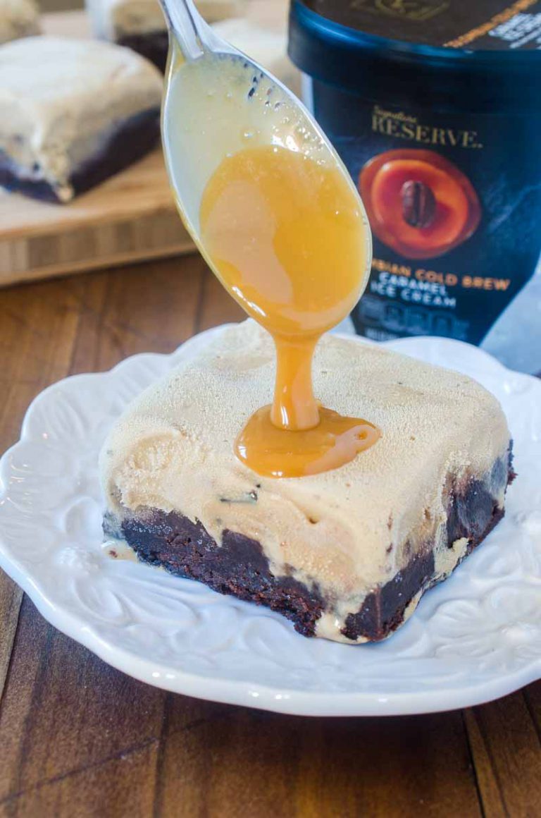 Cold Brew Caramel Ice Cream Brownie Bars - Life's Ambrosia
