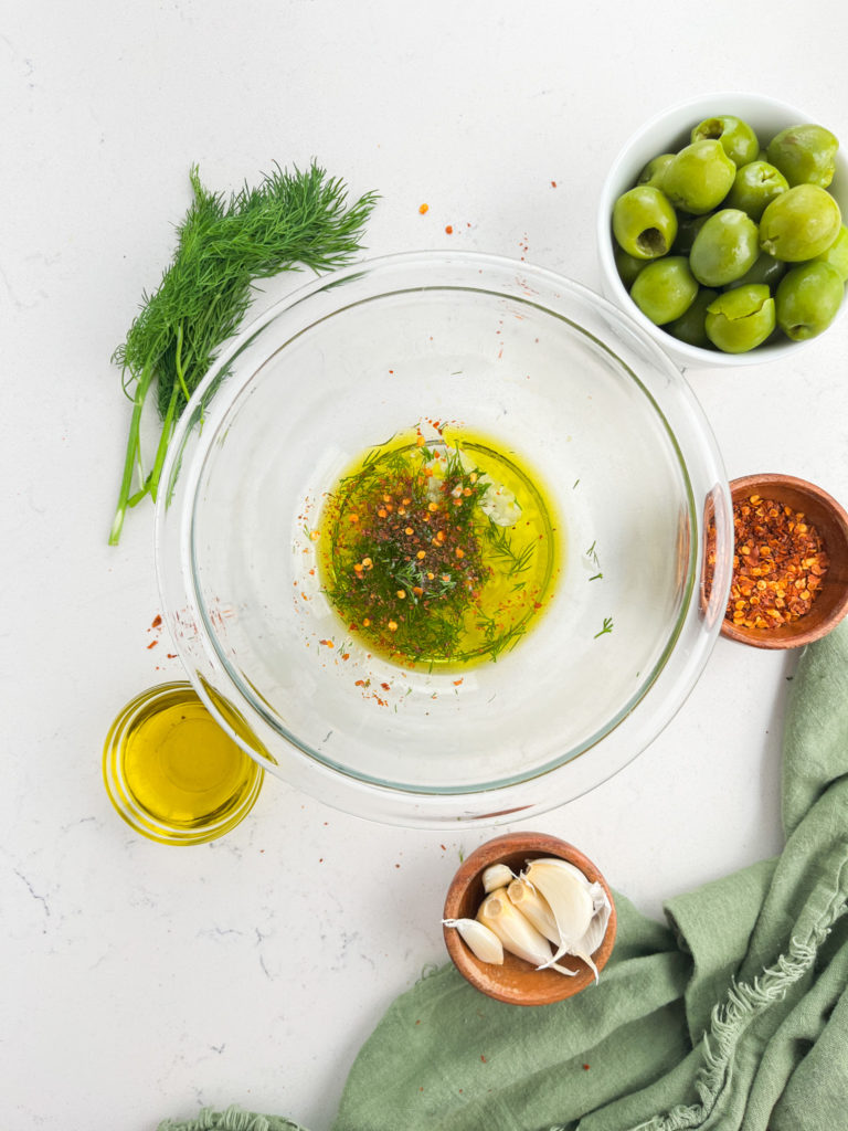 Dill Marinated Green Olives - Life's Ambrosia