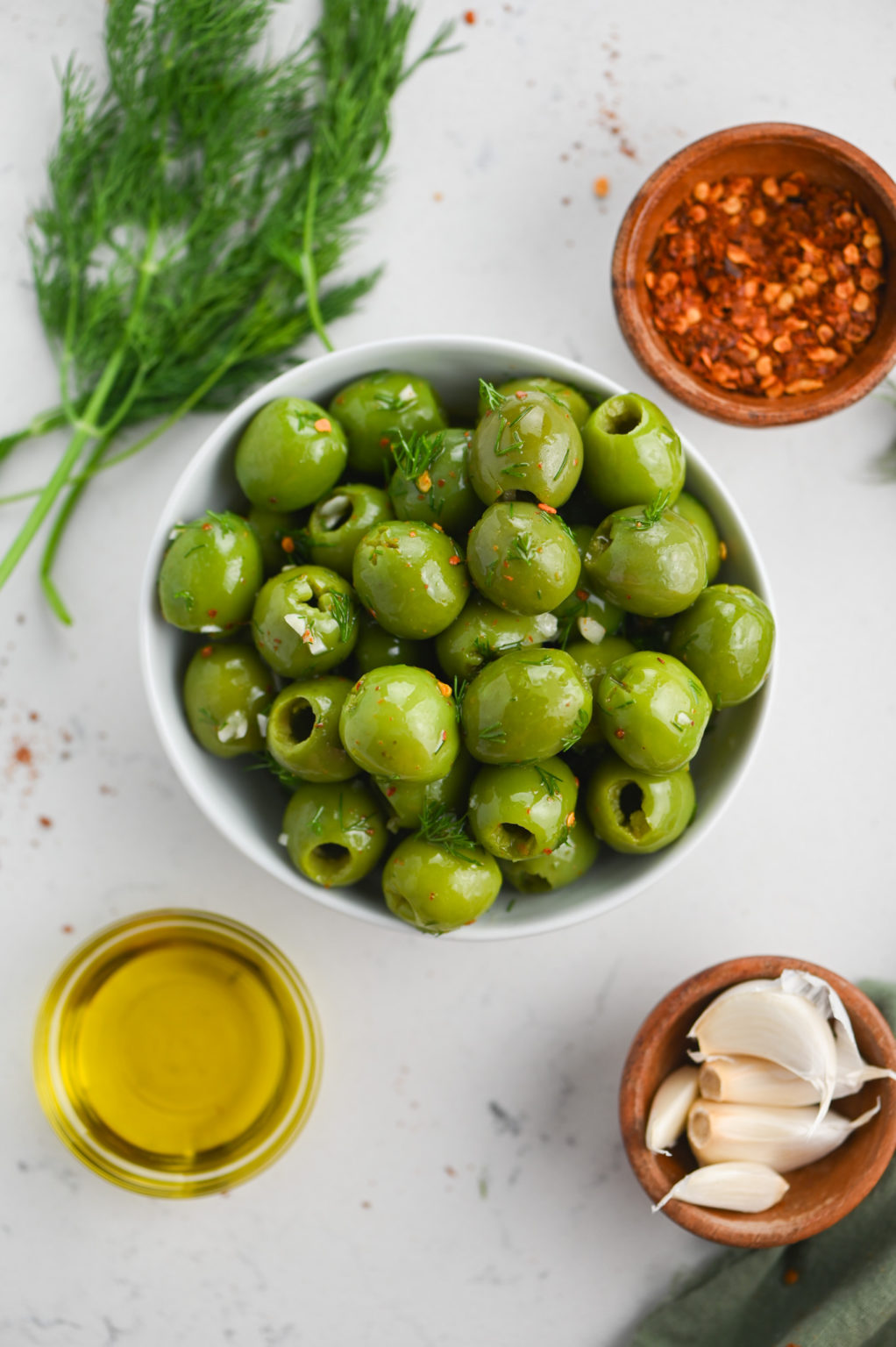 Dill Marinated Green Olives - Life's Ambrosia