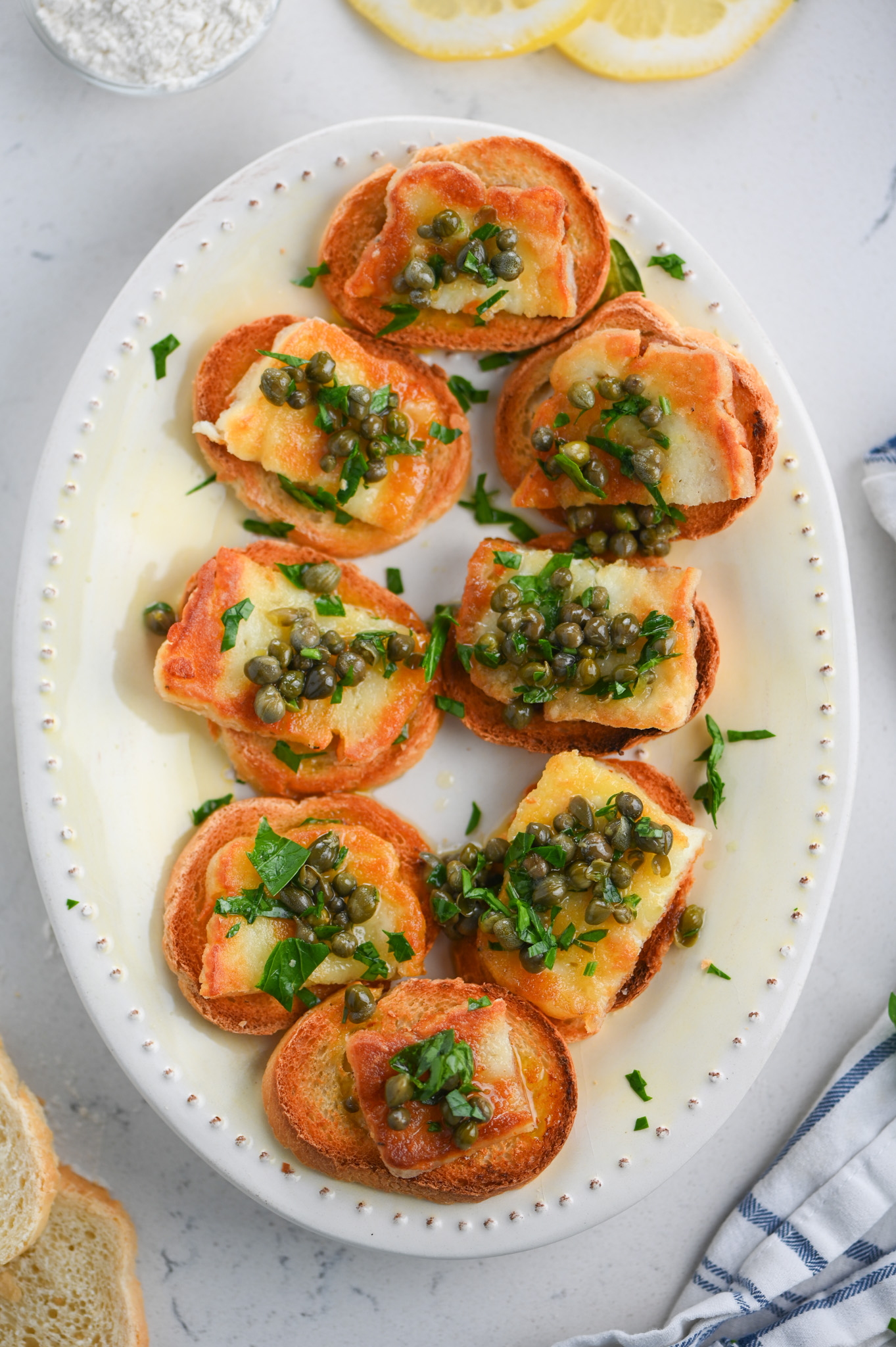 Fried Halloumi Crostini with Lemon Caper Oil - Life's Ambrosia Life's ...