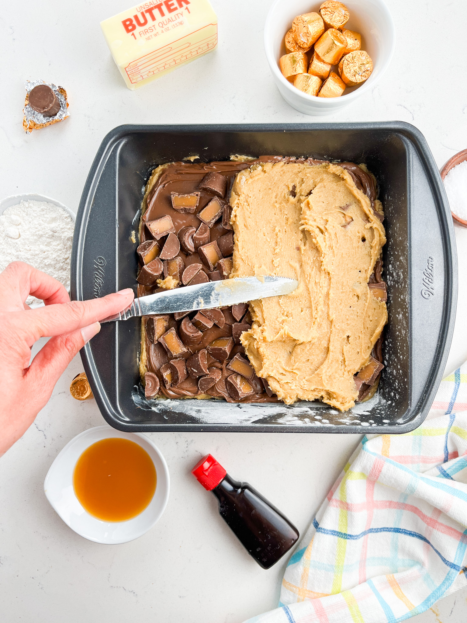 Nutella Rolo Blondies | Life's Ambrosia