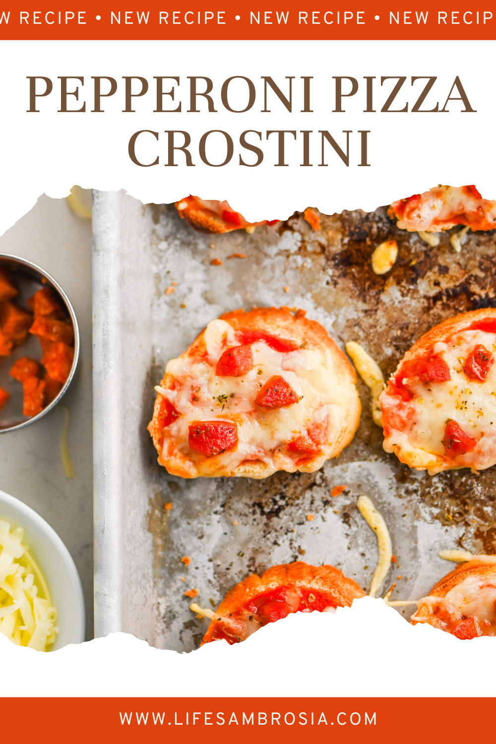 Pepperoni Pizza Crostini - Life's Ambrosia