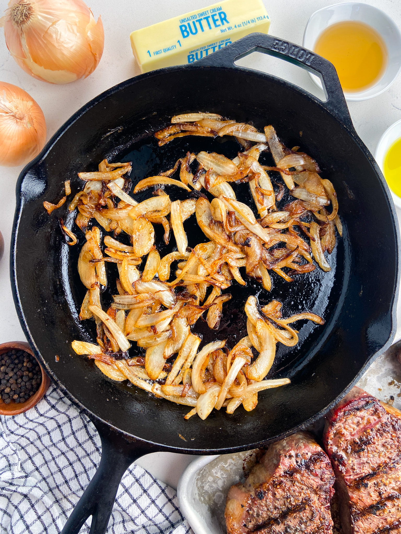 Steak with Bourbon Caramelized Onions - Life's Ambrosia