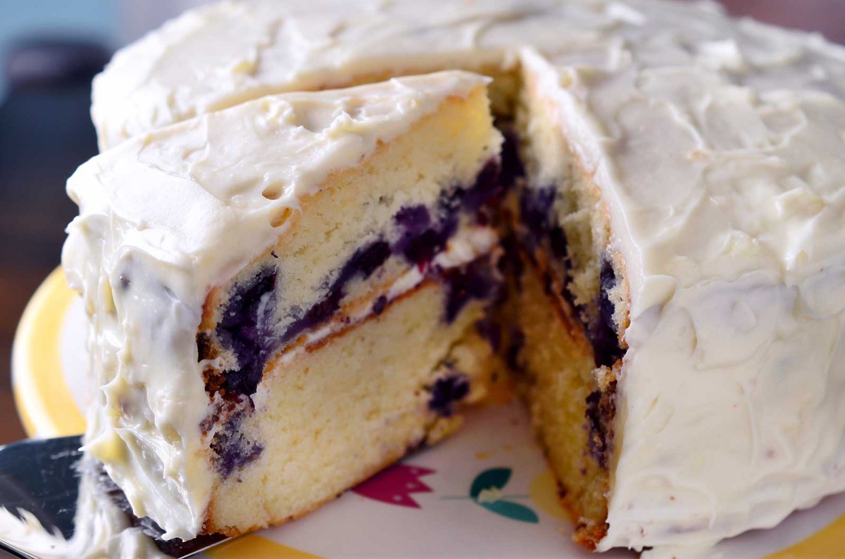 Blueberry Lemon Cake With Cream Cheese Frosting Lifes Ambrosia