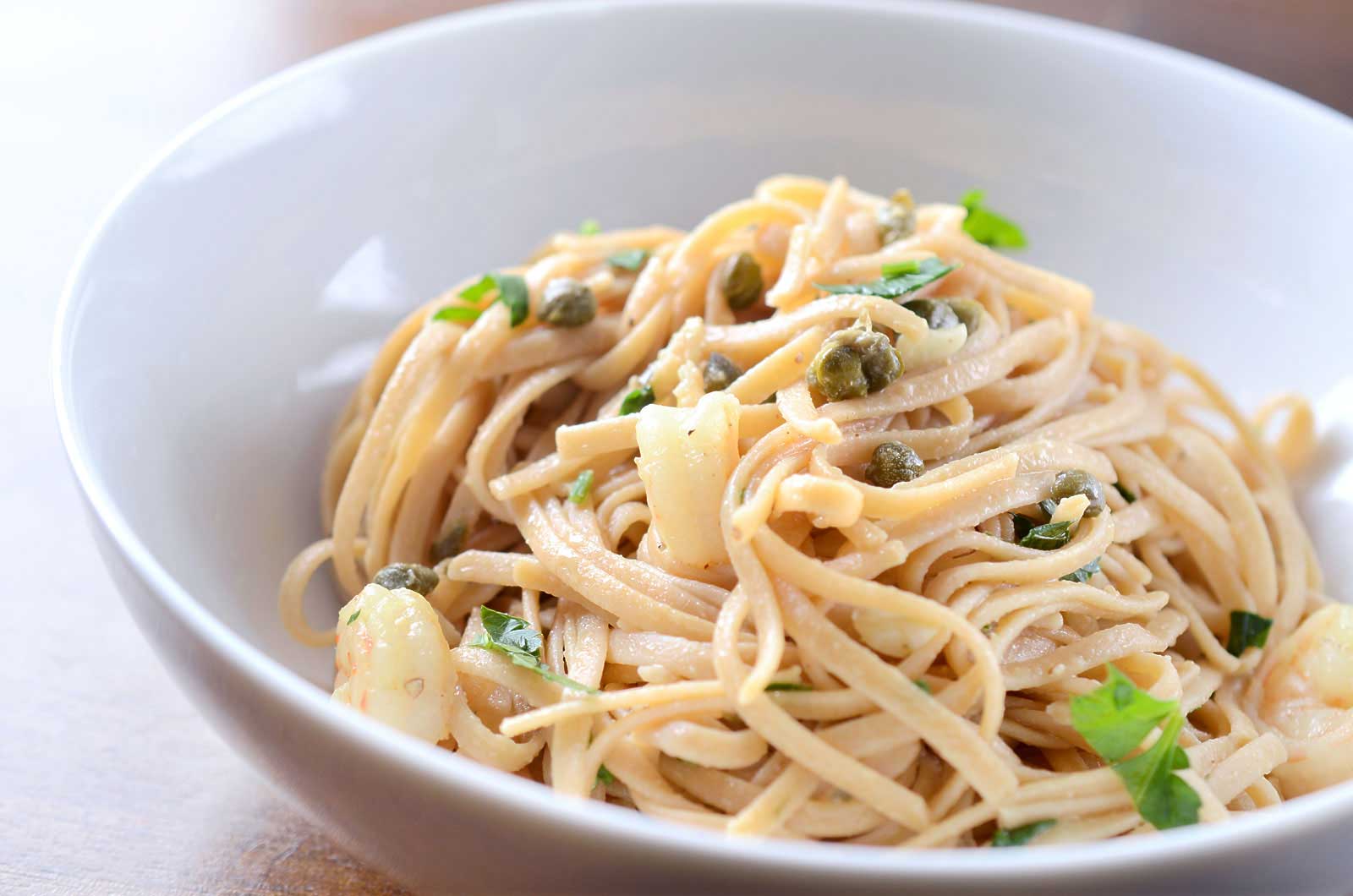 Dijon Shrimp and Caper Pasta - Life's Ambrosia