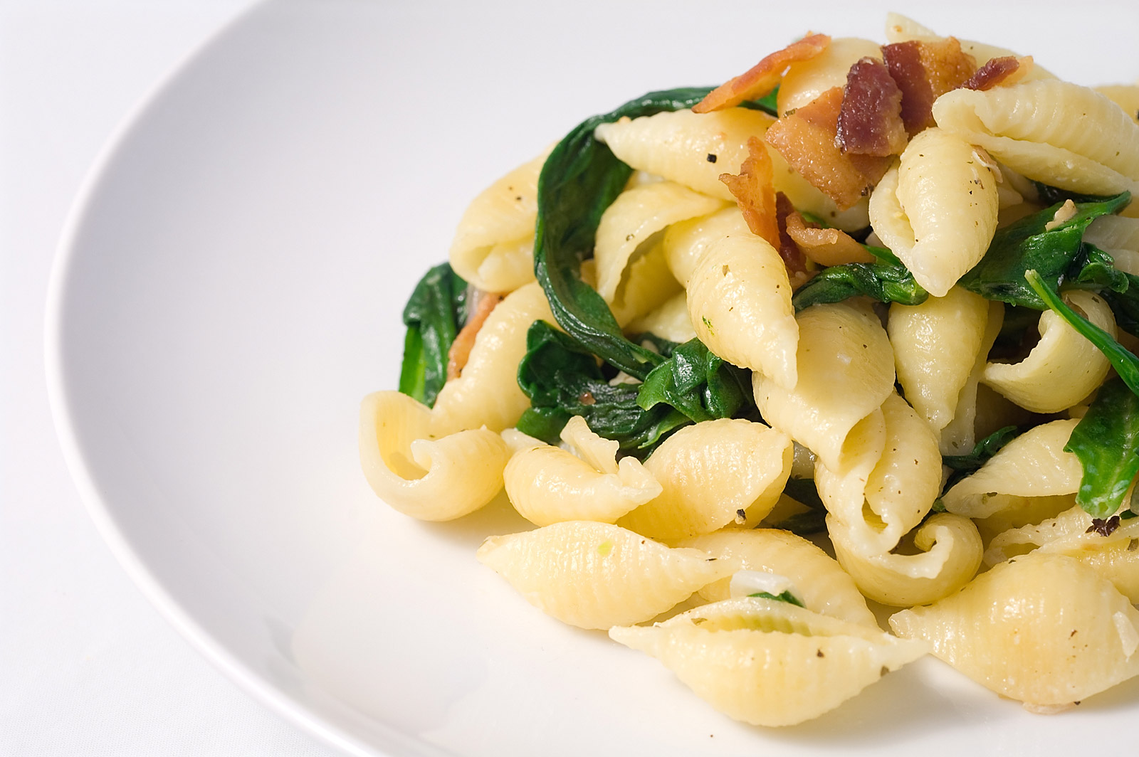 Herb and Garlic Shells with Spinach and Bacon - Life's Ambrosia