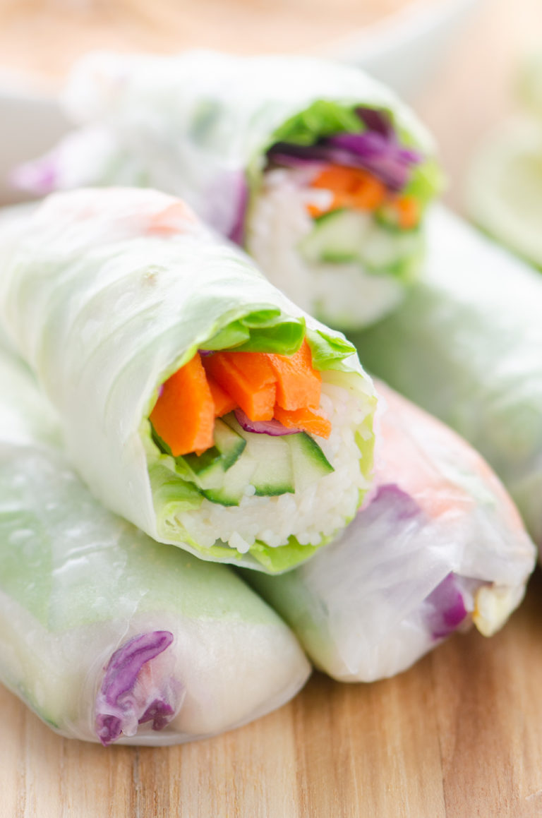 Fresh Spring Rolls with Spicy Peanut Sauce - Life's Ambrosia