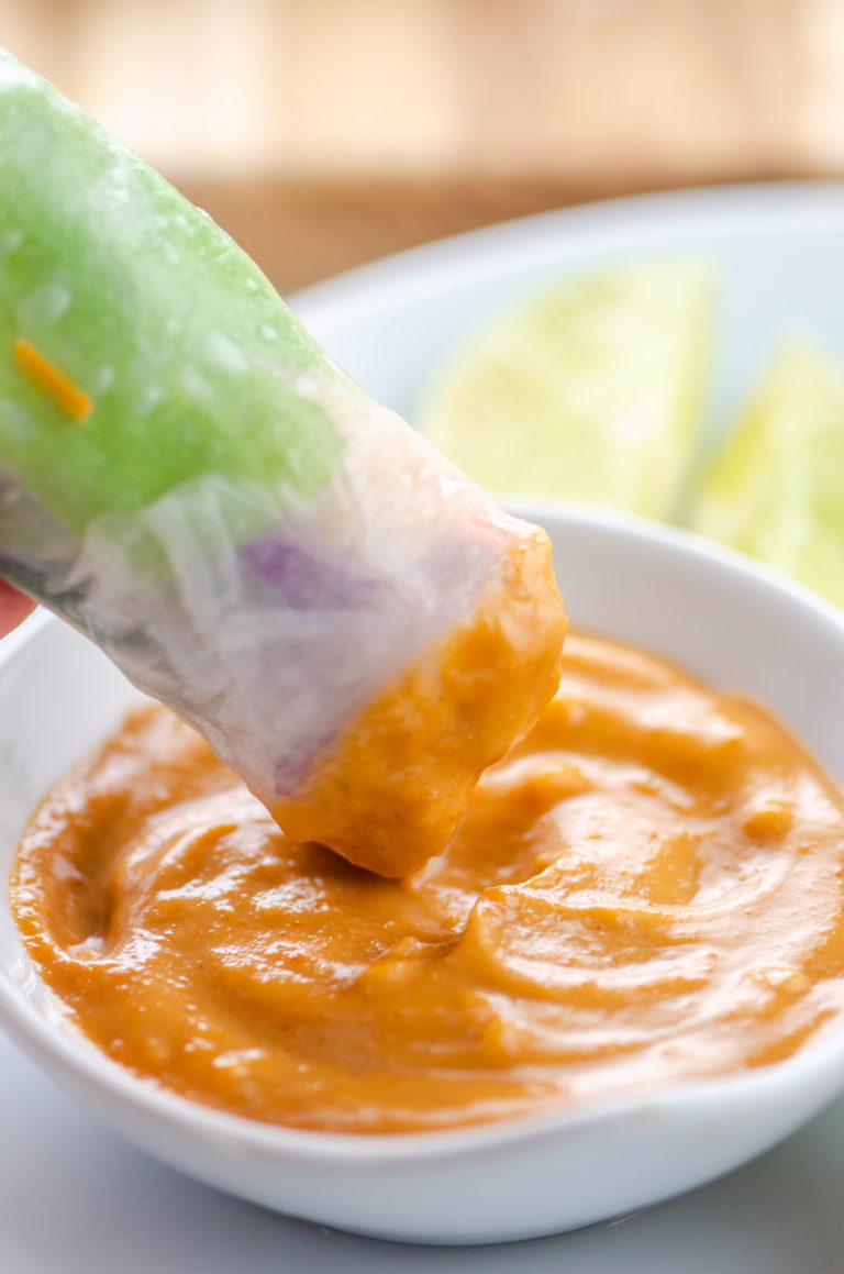 Fresh Spring Rolls with Spicy Peanut Sauce - Life's Ambrosia