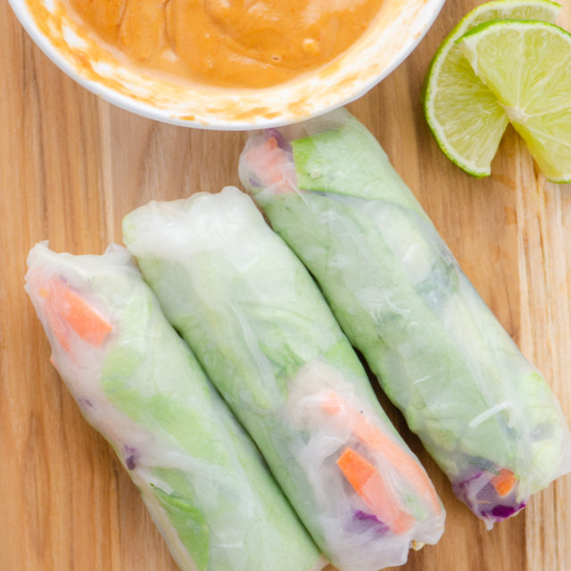 Fresh Spring Rolls with Spicy Peanut Sauce - Life's Ambrosia