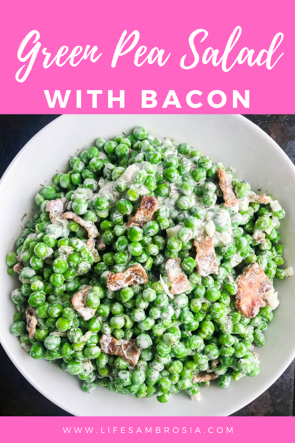 Green Pea Salad with Bacon Recipe | Life's Ambrosia