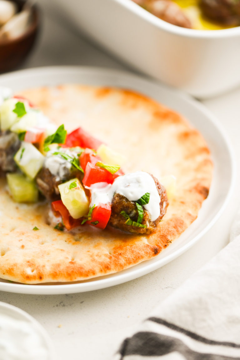 Lamb Meatball Gyro with Mint Yogurt Sauce - Life's Ambrosia
