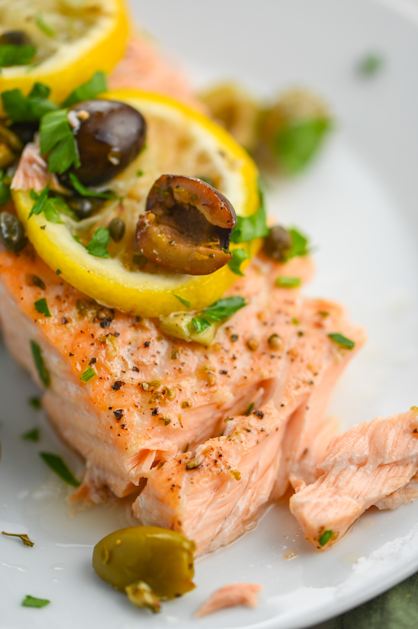 Oven Roasted Salmon with Olives - Life's Ambrosia